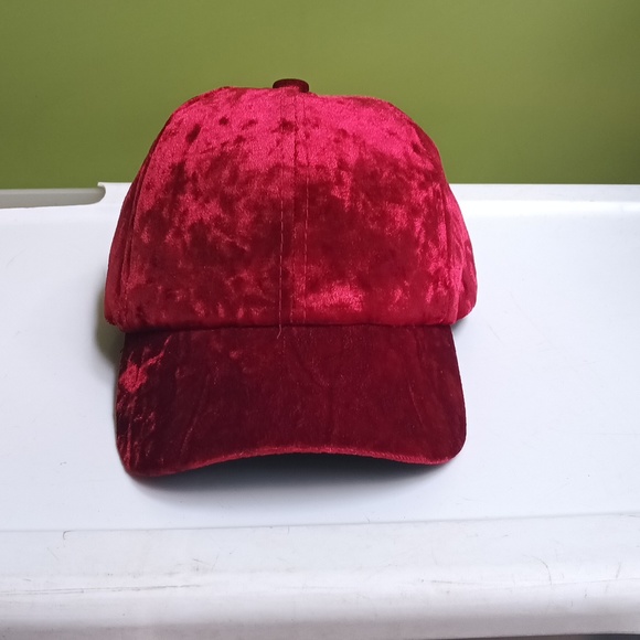 Accessories | Bright Red Solid Cap With Velcro Strap | Poshmark